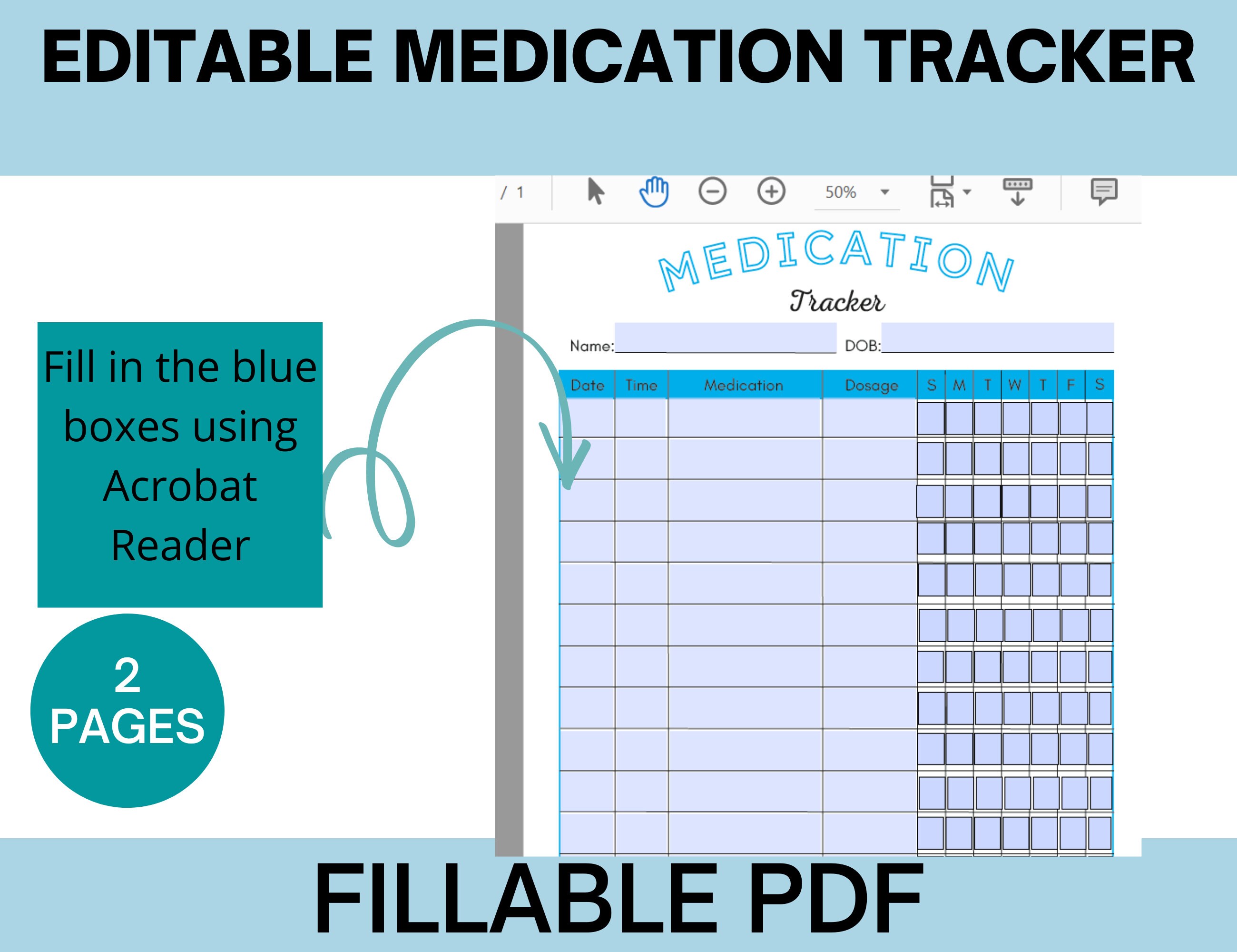 Medication Tracker Fillable, Editable Medication Log, Medicine Tracker ...