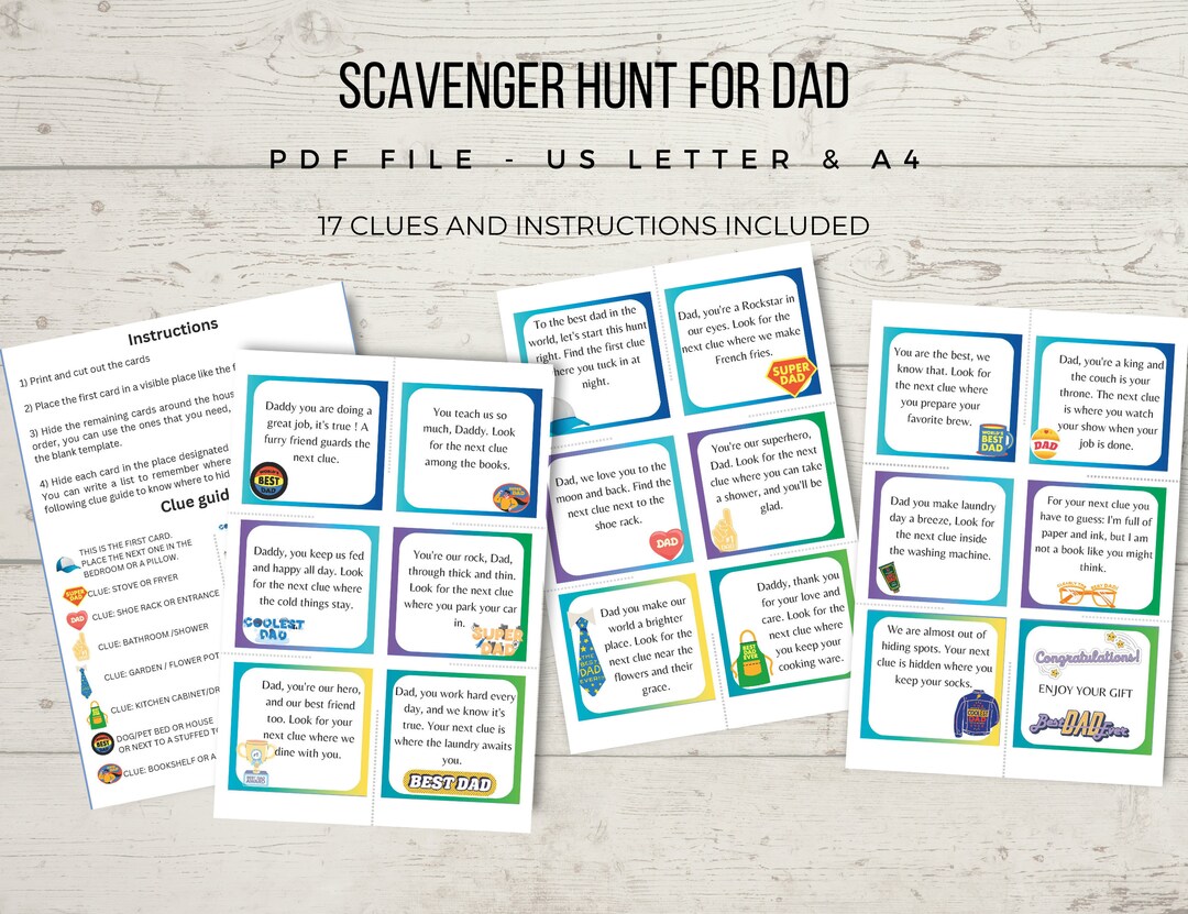 Father's Day Scavenger Hunt Adult Scavenger Hunt - Etsy