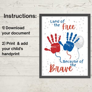 Veterans Day Handprint Art, Patriotic Handprint Craft, Land of the Free ...