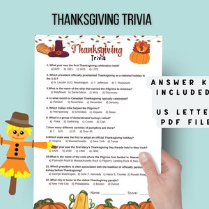 Thanksgiving Trivia Game, Thanksgiving Office Party Game - Etsy