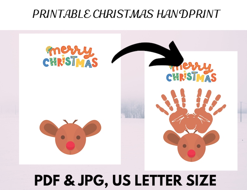 Christmas Handprint Craft Printable Keepsake, Christmas Handprint Art ...