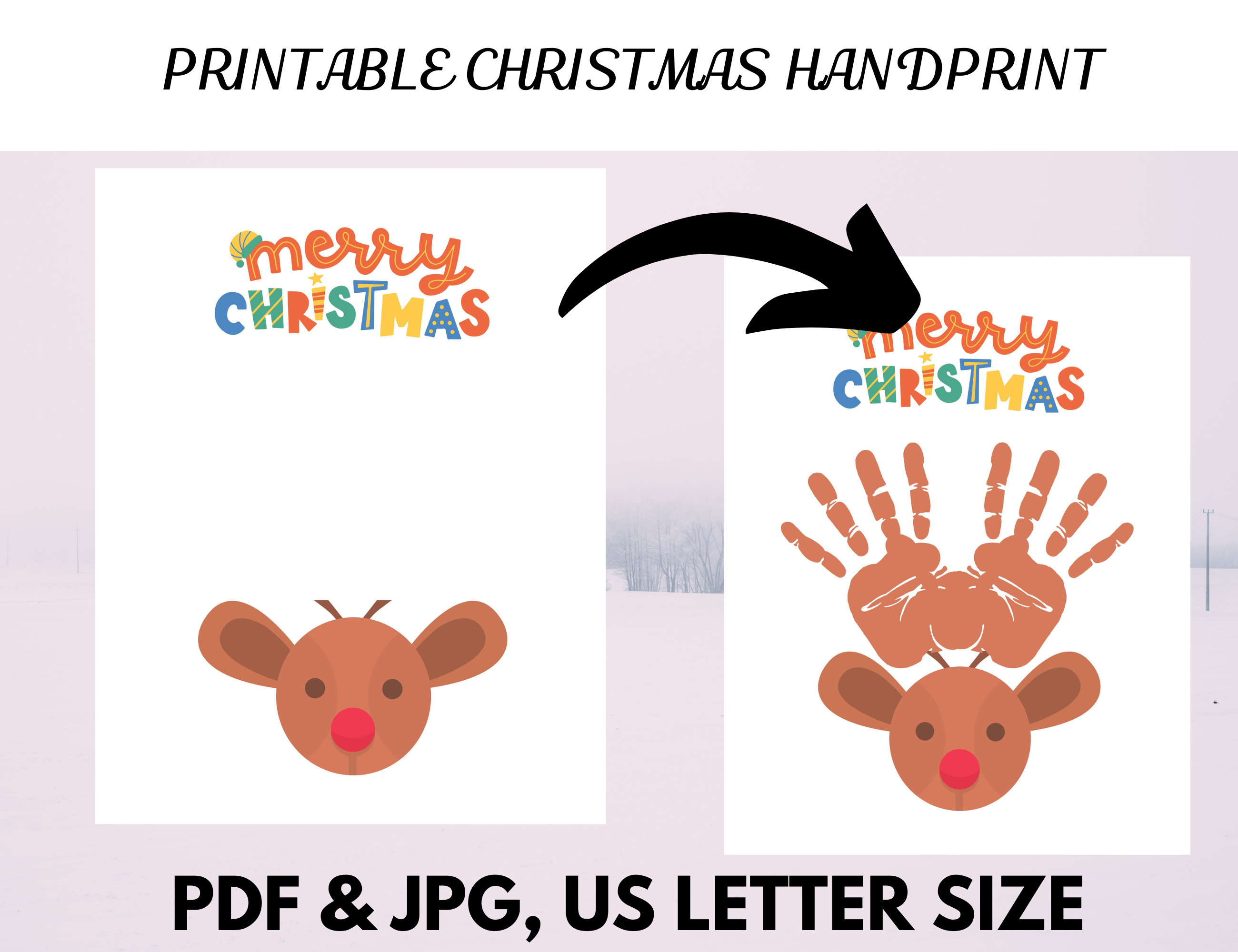 Christmas Handprint Craft Printable Keepsake, Christmas Handprint Art ...