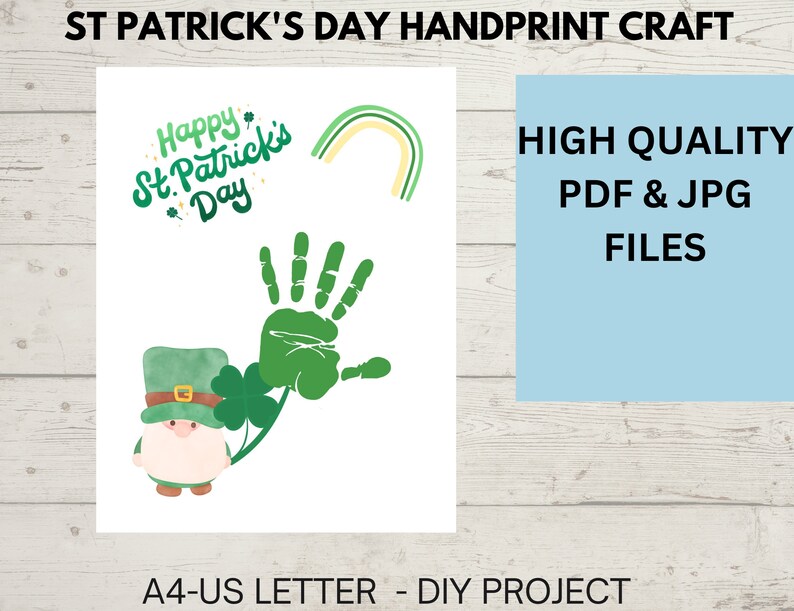 Cute Leprechaun Happy St Patrick's Day Handprint Craft Art Printable ...