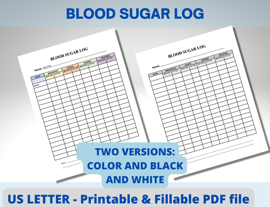 Blood Sugar Log Editable, Blood Sugar Tracker, Blood Glucose Tracker ...