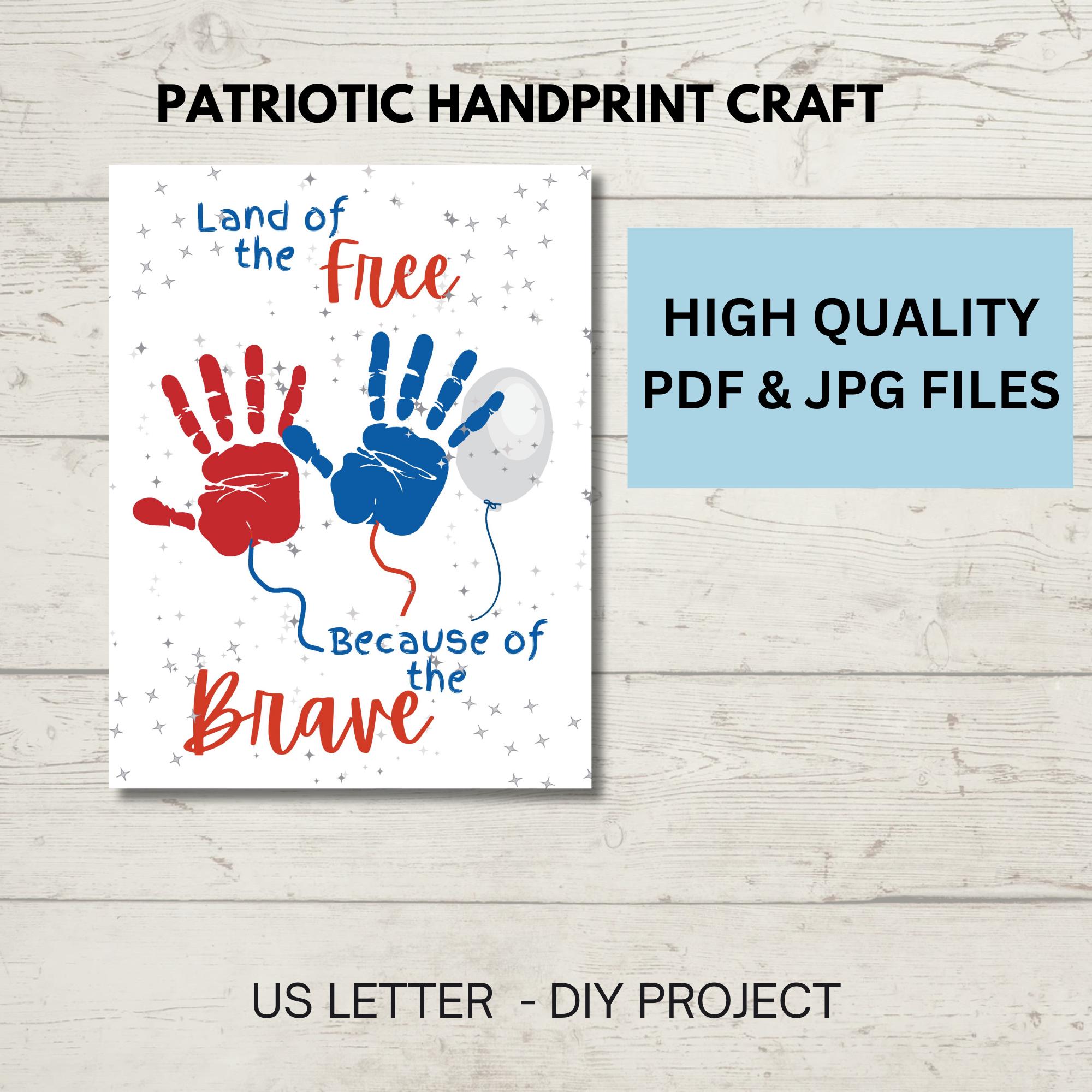 Veterans Day Handprint Art, Patriotic Handprint Craft, Land of the Free ...