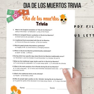 Dia De Los Muertos Trivia, Printable PDF Game for Celebrations and ...