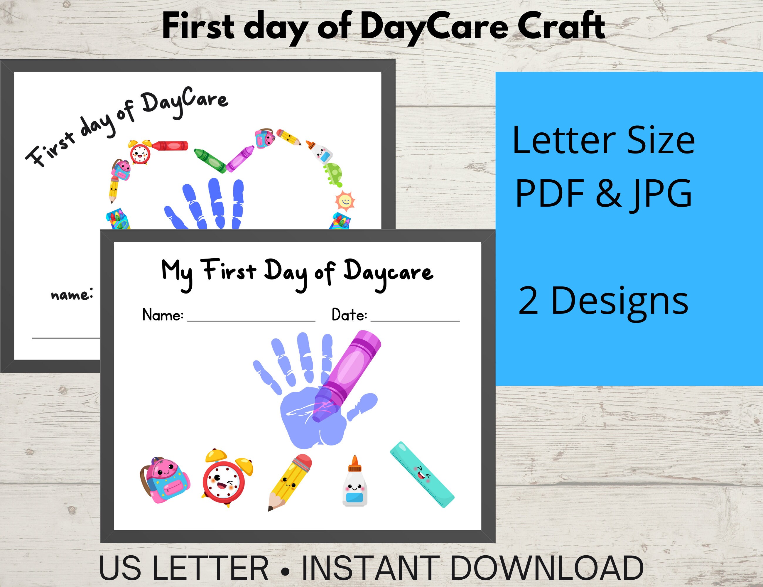 My First Day of Daycare Handprint Art Printable, Back to School ...
