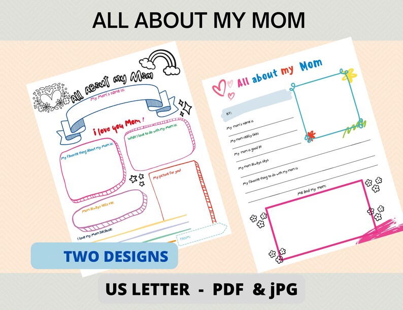 All About My Mom Questionnaire, Mothers Day Gift Questionnaire ...