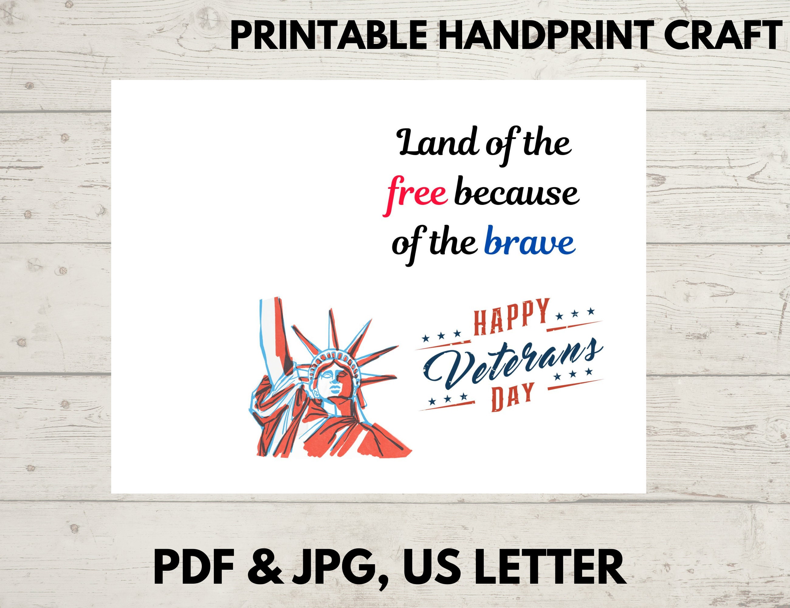 Veterans Day Handprint Art, Thank You Veteran Handprint Craft, Vetera ...