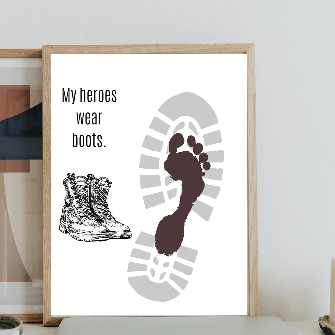 Veterans Day Handprint Art, My Heroes Wear Boots Footprint Craft ...