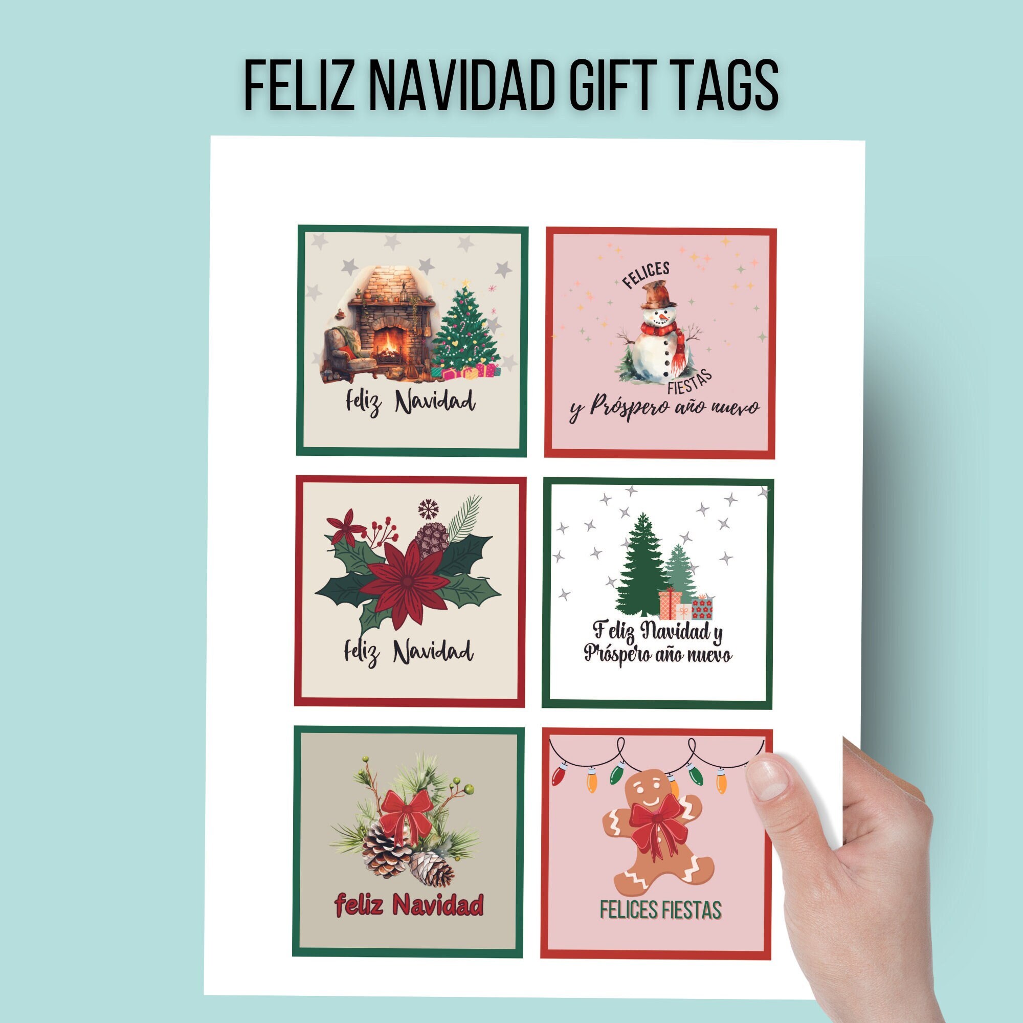 Printable Gift Tags Feliz Navidad, Merry Christmas Printable Gift Tags ...