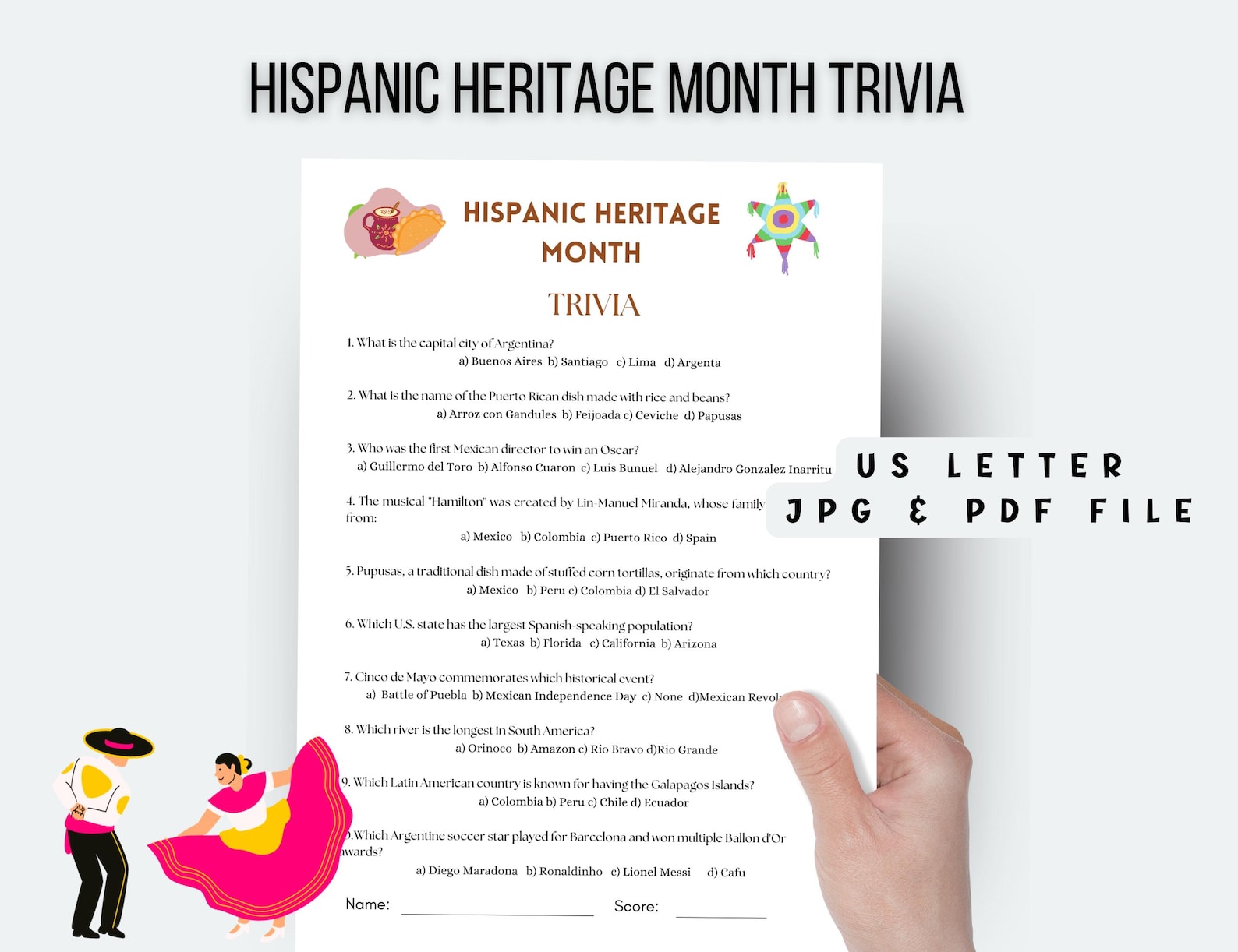 Hispanic Heritage Month Trivia Game, Hispanic Heritage Month Trivia ...