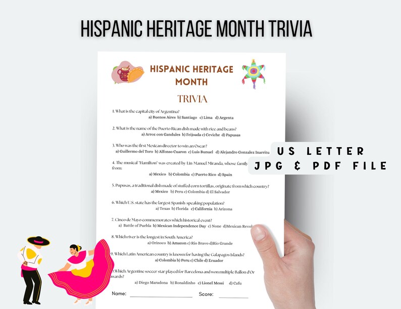 Hispanic Heritage Month Trivia Game, Hispanic Heritage Month Trivia ...