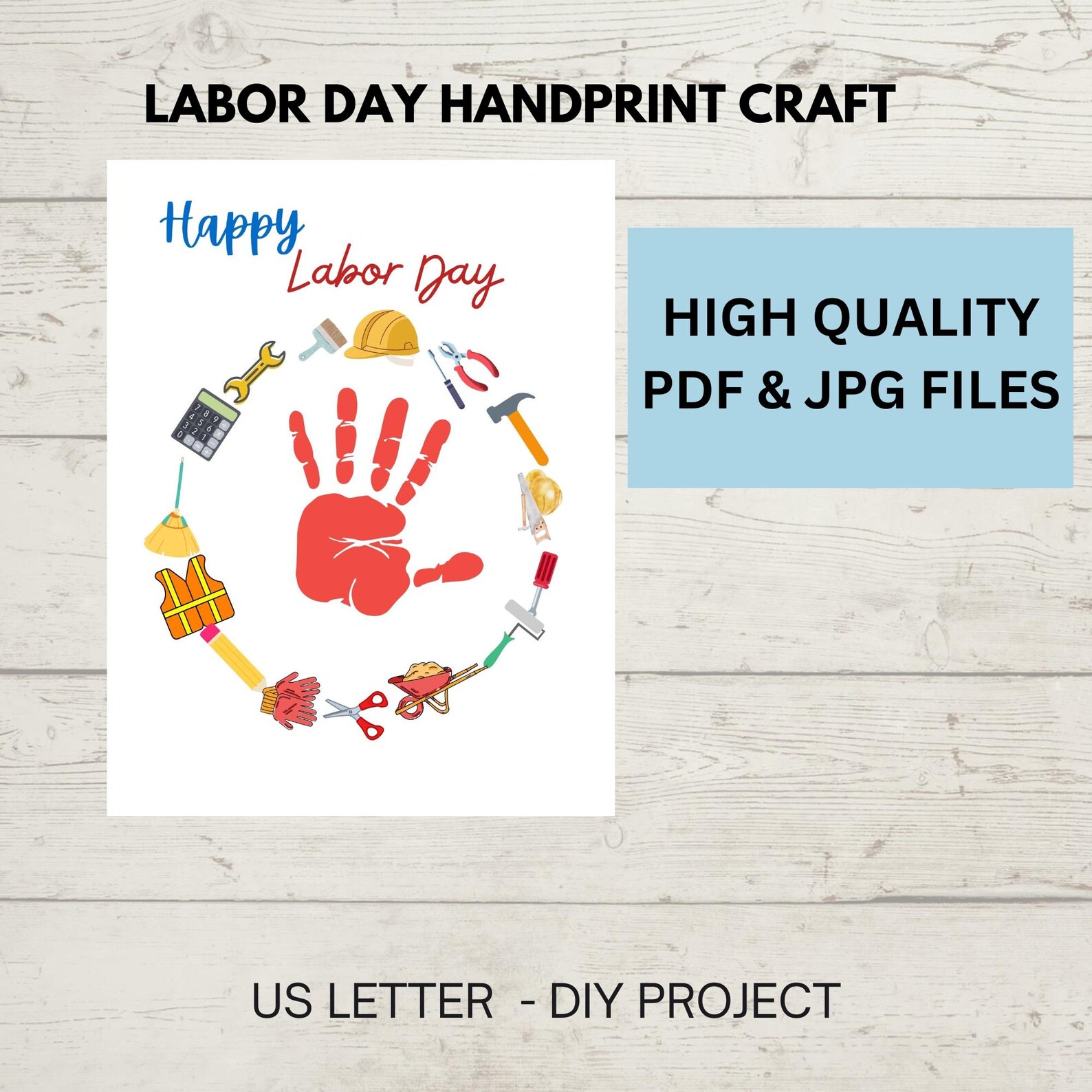 Labor Day Craft, Handprint Craft, Labor Day Thank You Printable ...