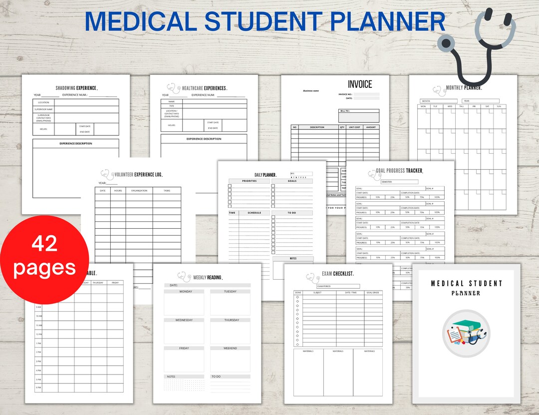 Medical Student Planner Medical School Fillable Planner - Etsy