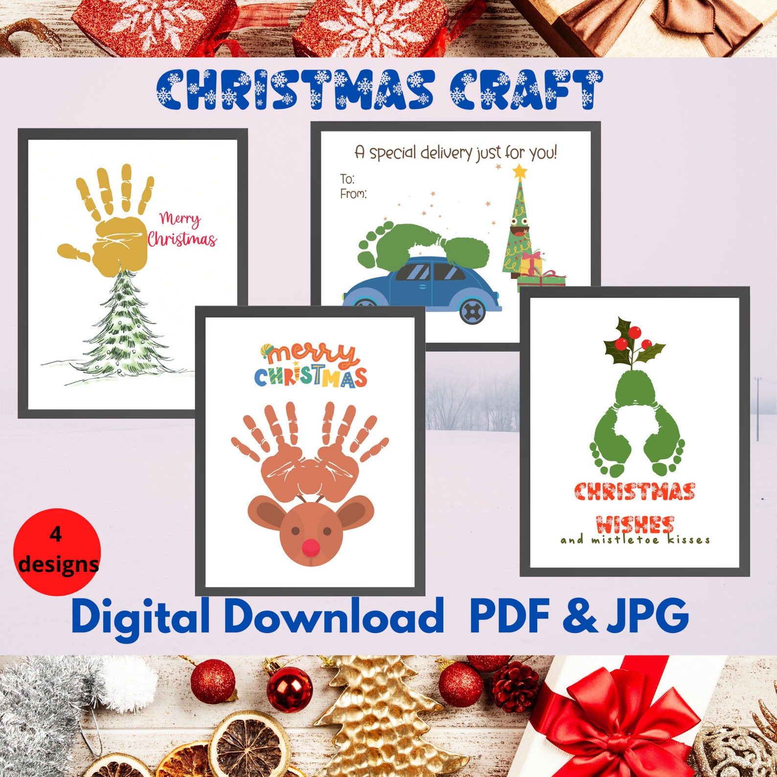 Christmas Handprint Craft Printable Keepsake, Christmas Handprint Art ...