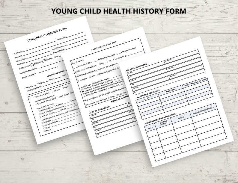 Child Health History Pdf Medical History Form, Kids Medical Records ...