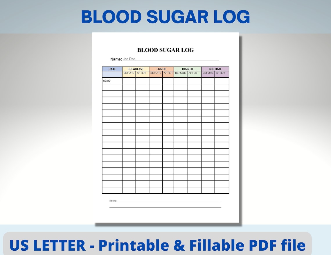 Blood Sugar Log Editable, Blood Sugar Tracker, Blood Glucose Tracker ...