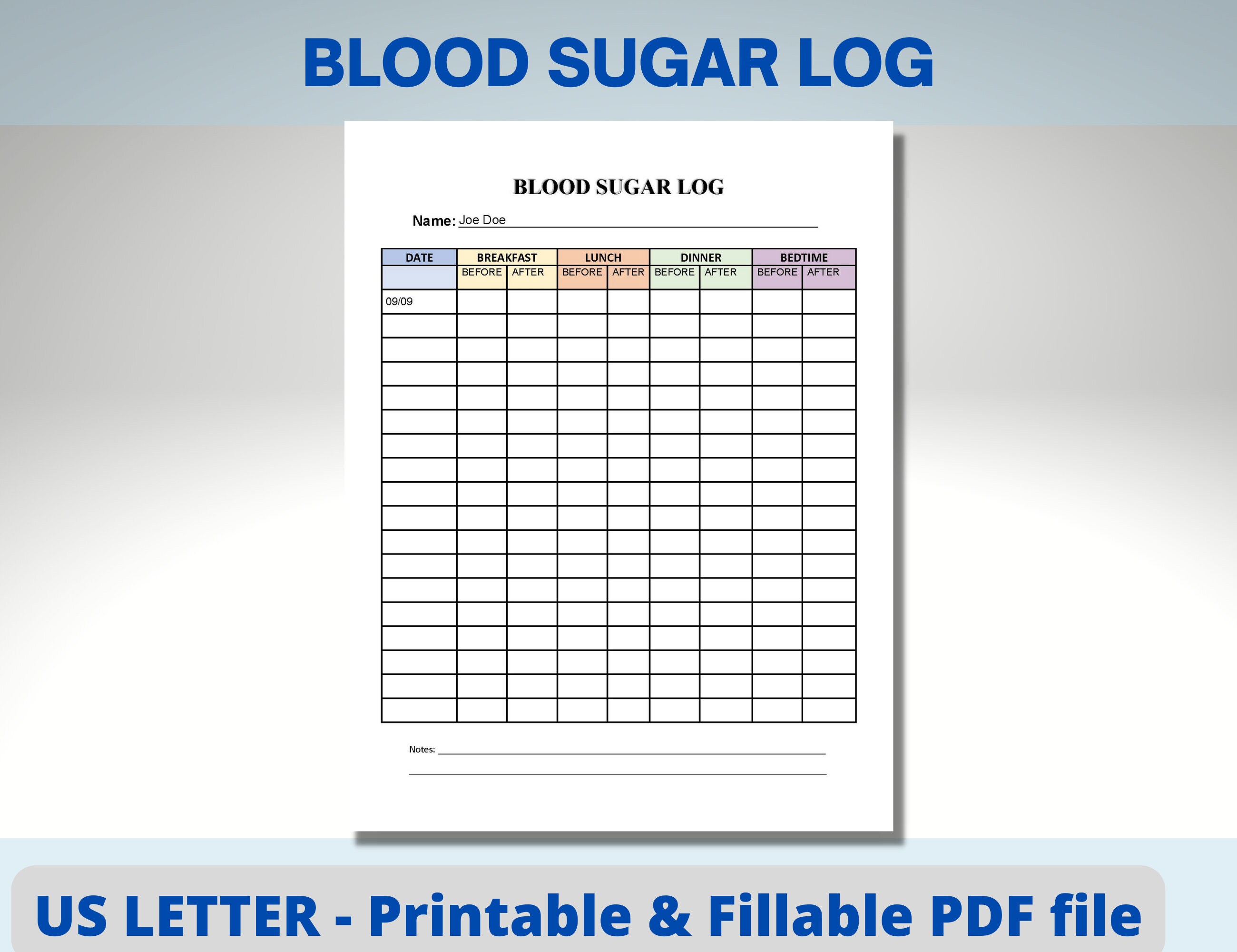 Blood Sugar Log Editable, Blood Sugar Tracker, Blood Glucose Tracker ...