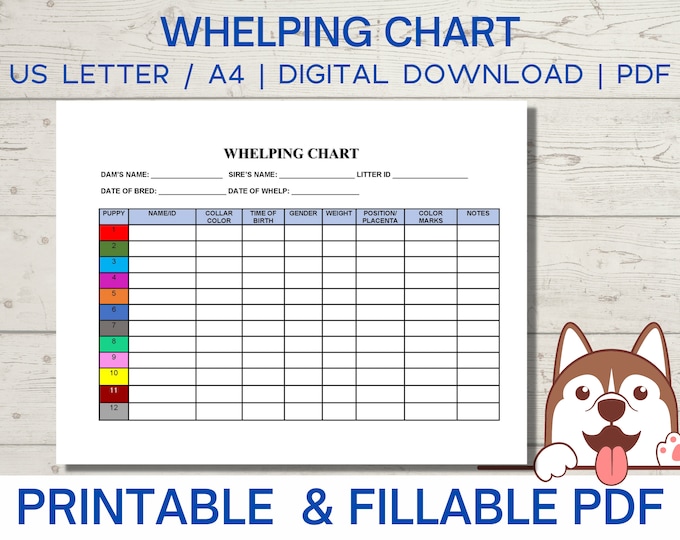 Pet Whelping Litter Tracker Printable - Etsy Canada