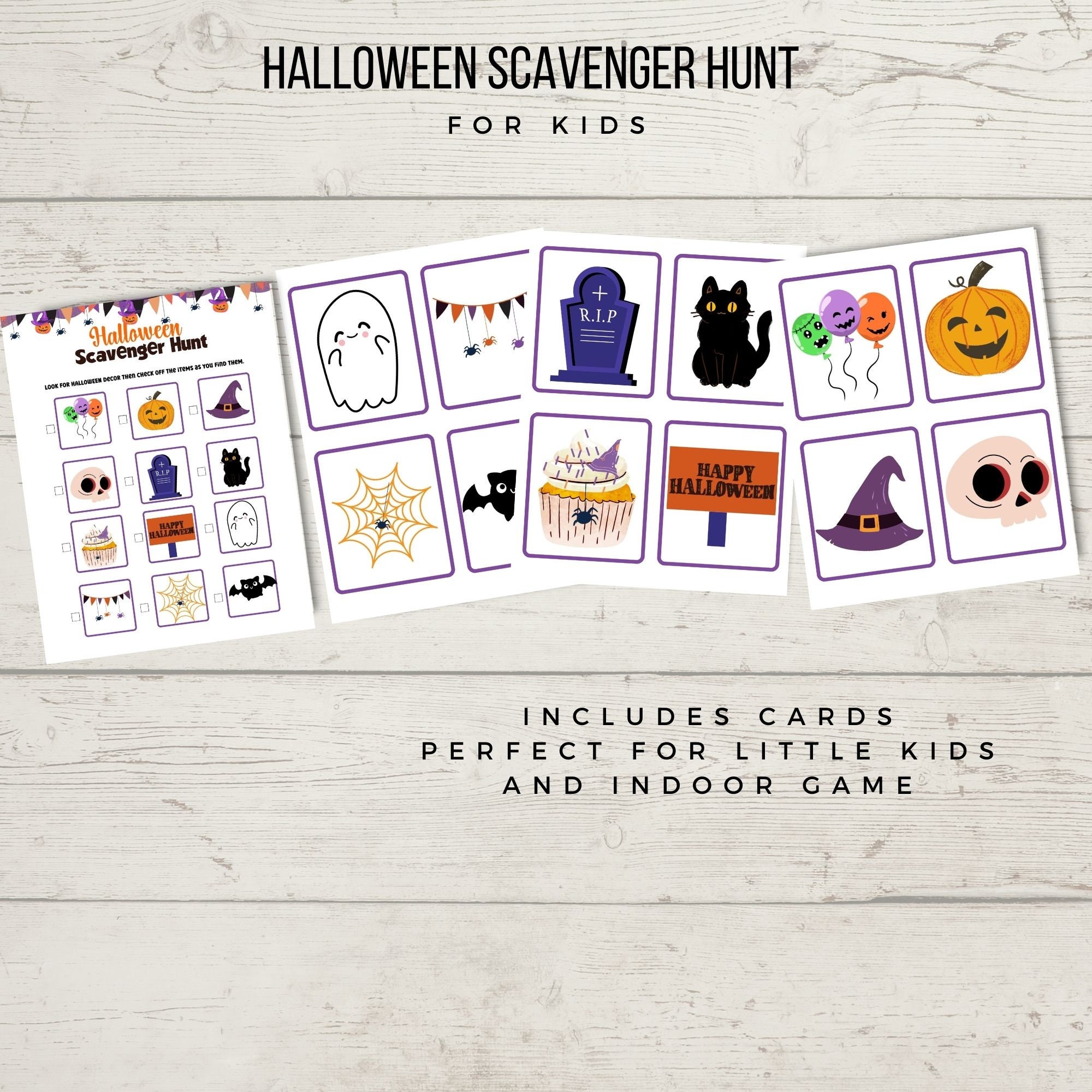 Halloween Scavenger Hunt Printable, Includes Cards for Indoor Halloween ...