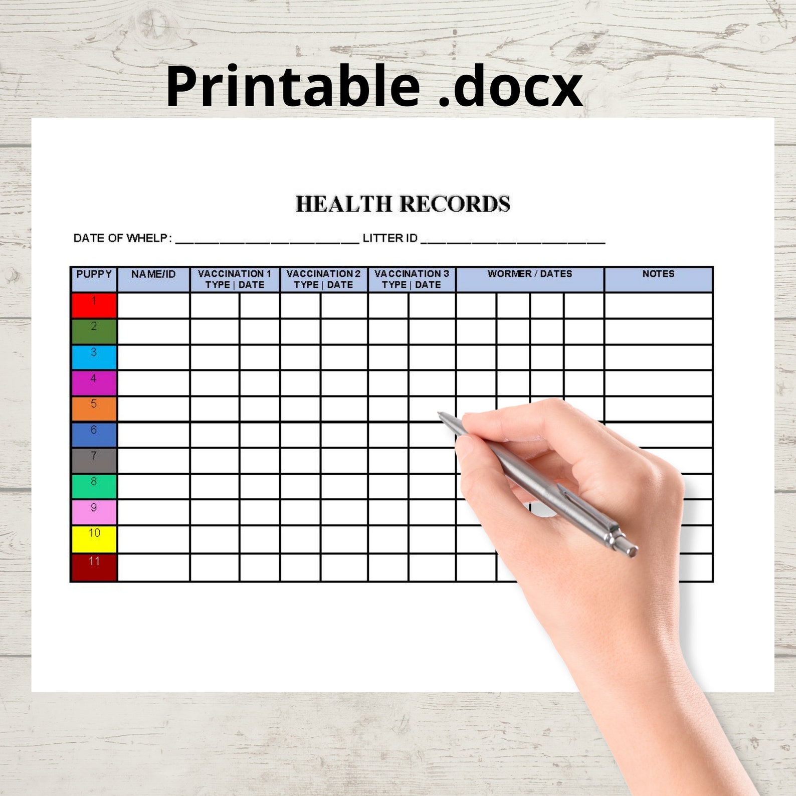 Breeder Forms, Dog Breeder Records, Dog Breeder Charts, Whelping Chart ...