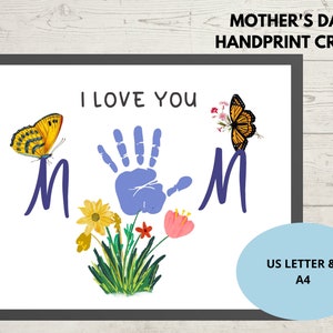 Mother's Day Flower Handprint Art, I Love You Mom Craft, Preschool ...