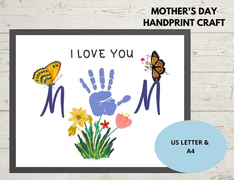 Mother's Day Flower Handprint Art, I Love You Mom Craft, Preschool ...