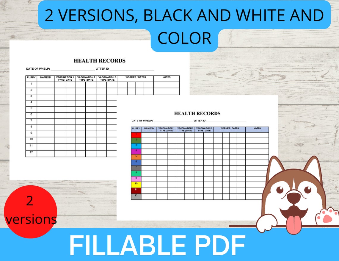 Dog Breeder Records, Dog Breeder Charts, Whelping Records, Dog Breeder ...