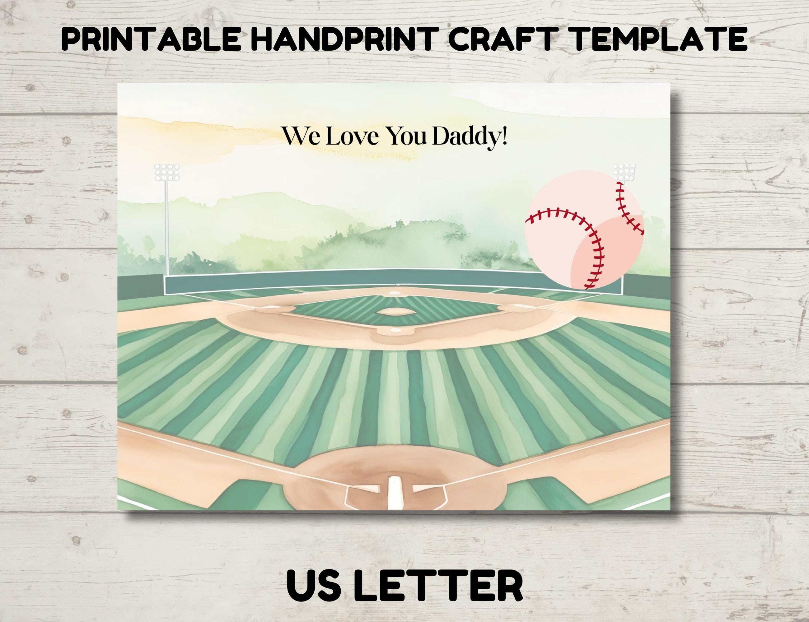 Baseball Handprint Craft, Two Hands Baseball Gift, Father's Day ...