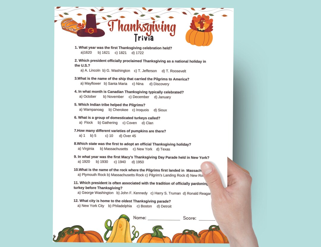 Thanksgiving Trivia Game, Thanksgiving Office Party Game - Etsy