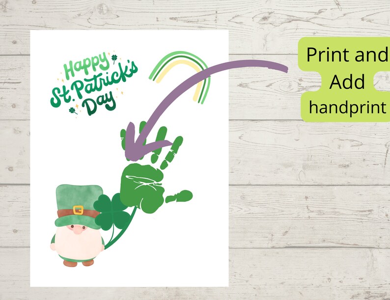 Cute Leprechaun Happy St Patrick's Day Handprint Craft Art Printable ...