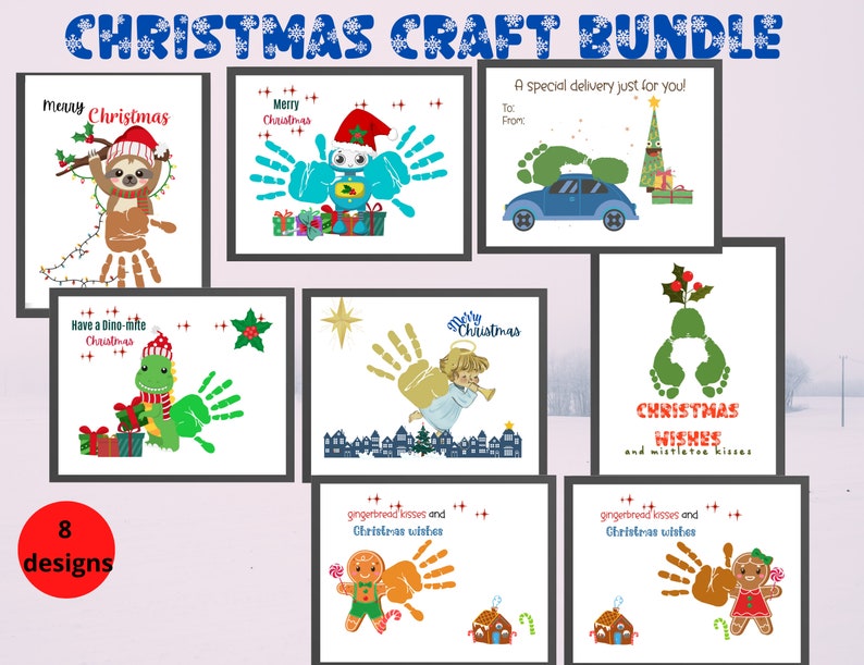 Christmas Cute Handprint Craft Bundle, Printable Keepsake, Christmas ...