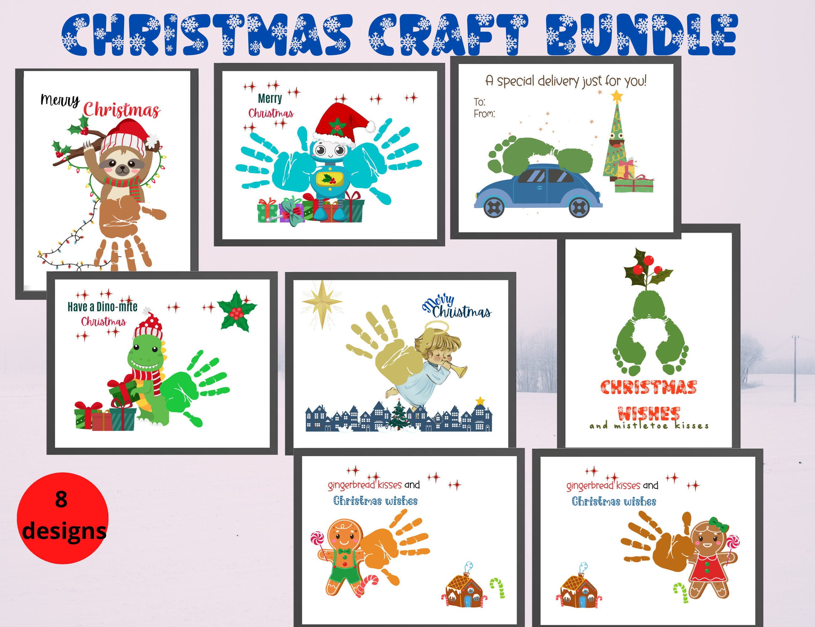 Christmas Cute Handprint Craft Bundle, Printable Keepsake, Christmas ...