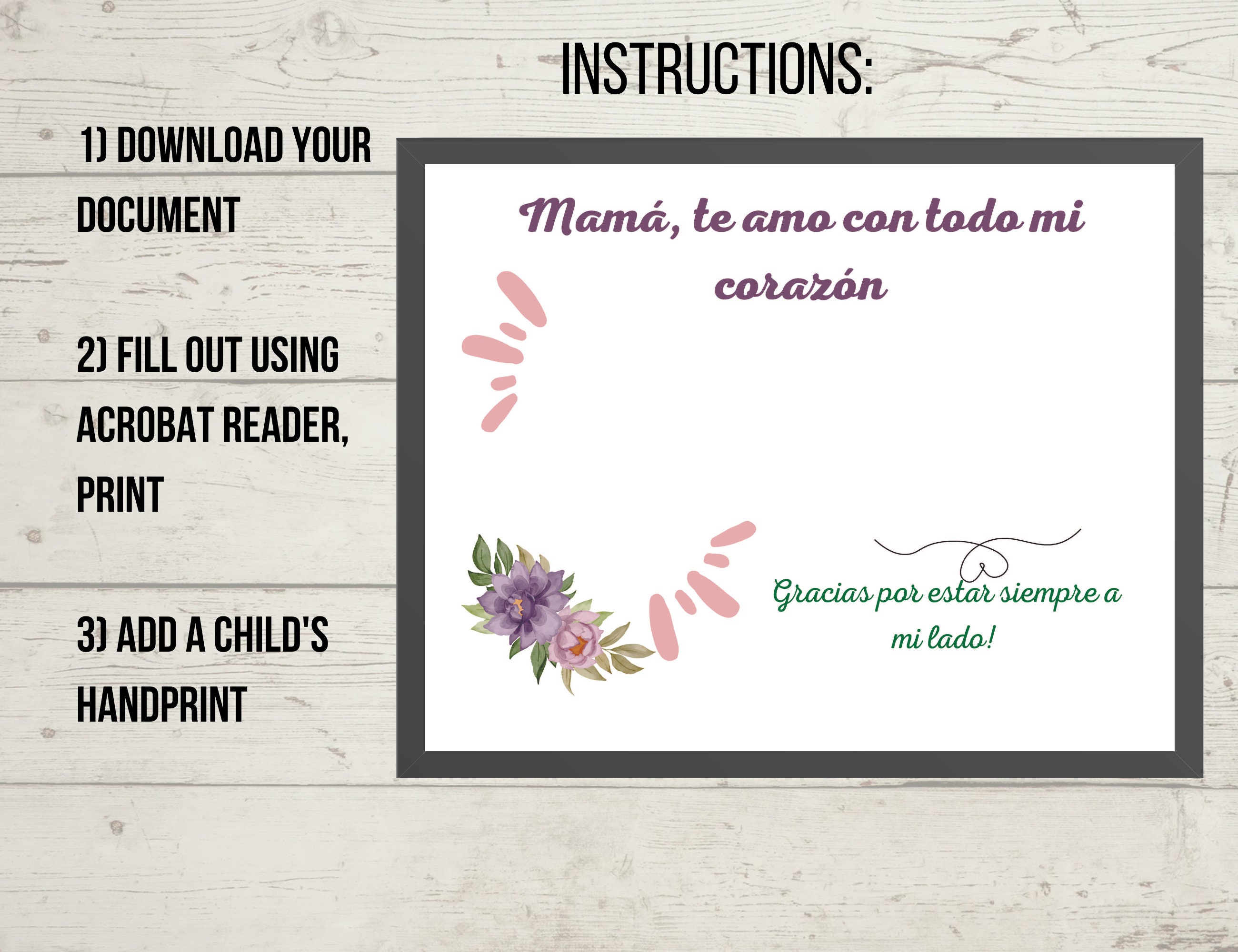 Mothers Day, Mom Handprint Mama Photo Handprint Art in Spanish Mothers ...