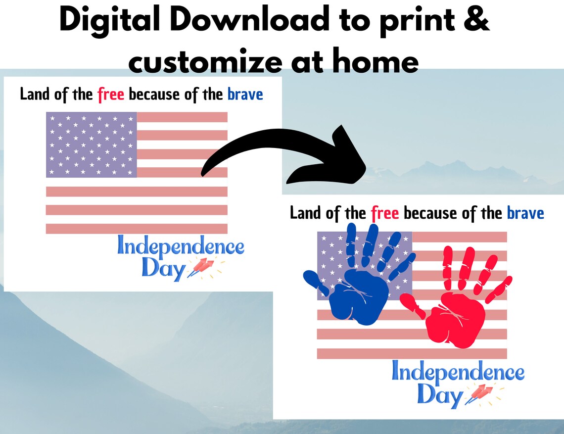 4th of July Craft Handprint for Kids Fourth of July Keepsake Patriotic ...