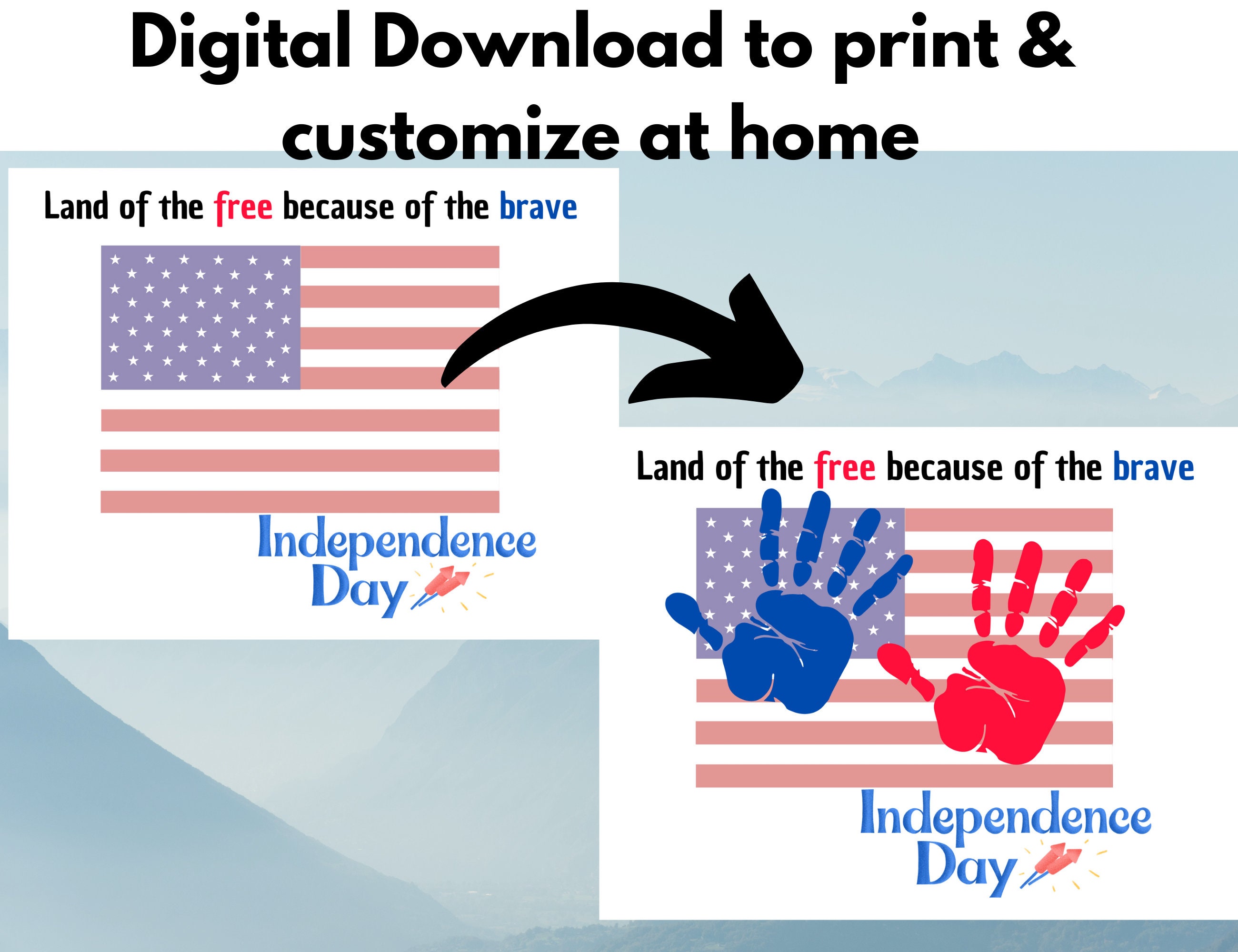 4th of July Craft Handprint for Kids Fourth of July Keepsake Patriotic ...