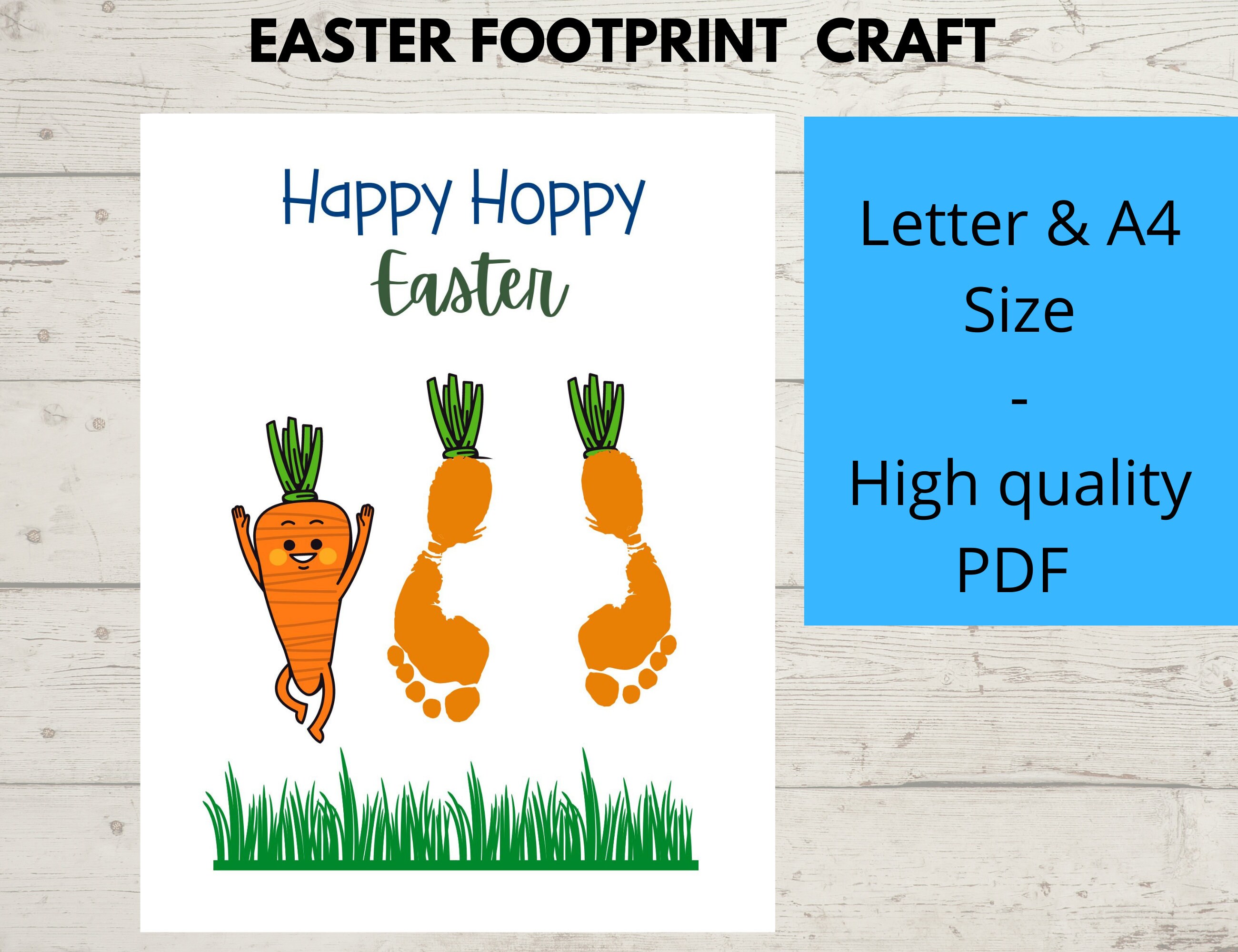 Happy Hoppy Easter Footprint Craft, Handprint Art Daycare Printable ...