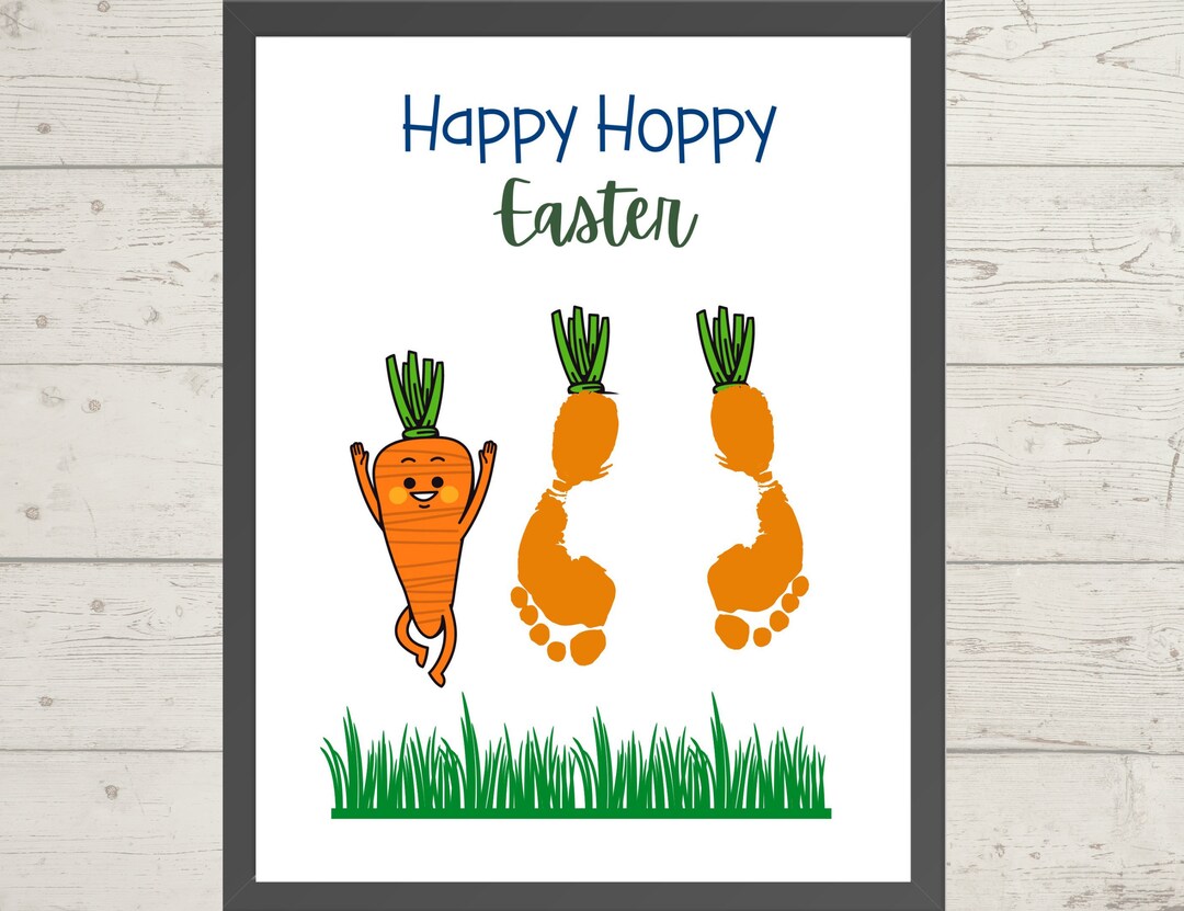 Happy Hoppy Easter Footprint Craft, Handprint Art Daycare Printable ...