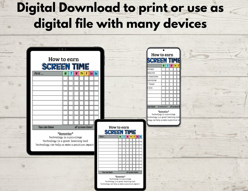 Screen Time Rules, Editable Screen Time, Chore Chart Fillable ...