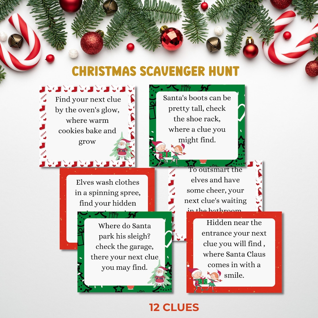 Christmas Scavenger Hunt for Kids, Christmas Treasure Hunt, Christmas ...