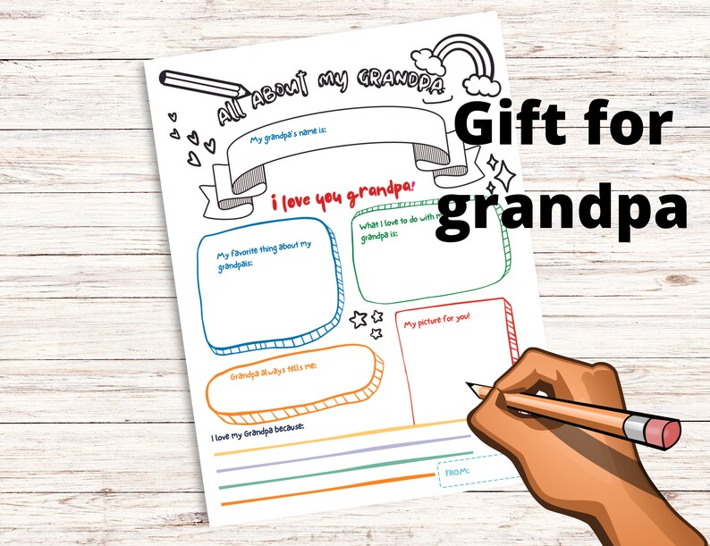 All About My Grandpa Printable File, Father's Day Card Kid's Gift for ...