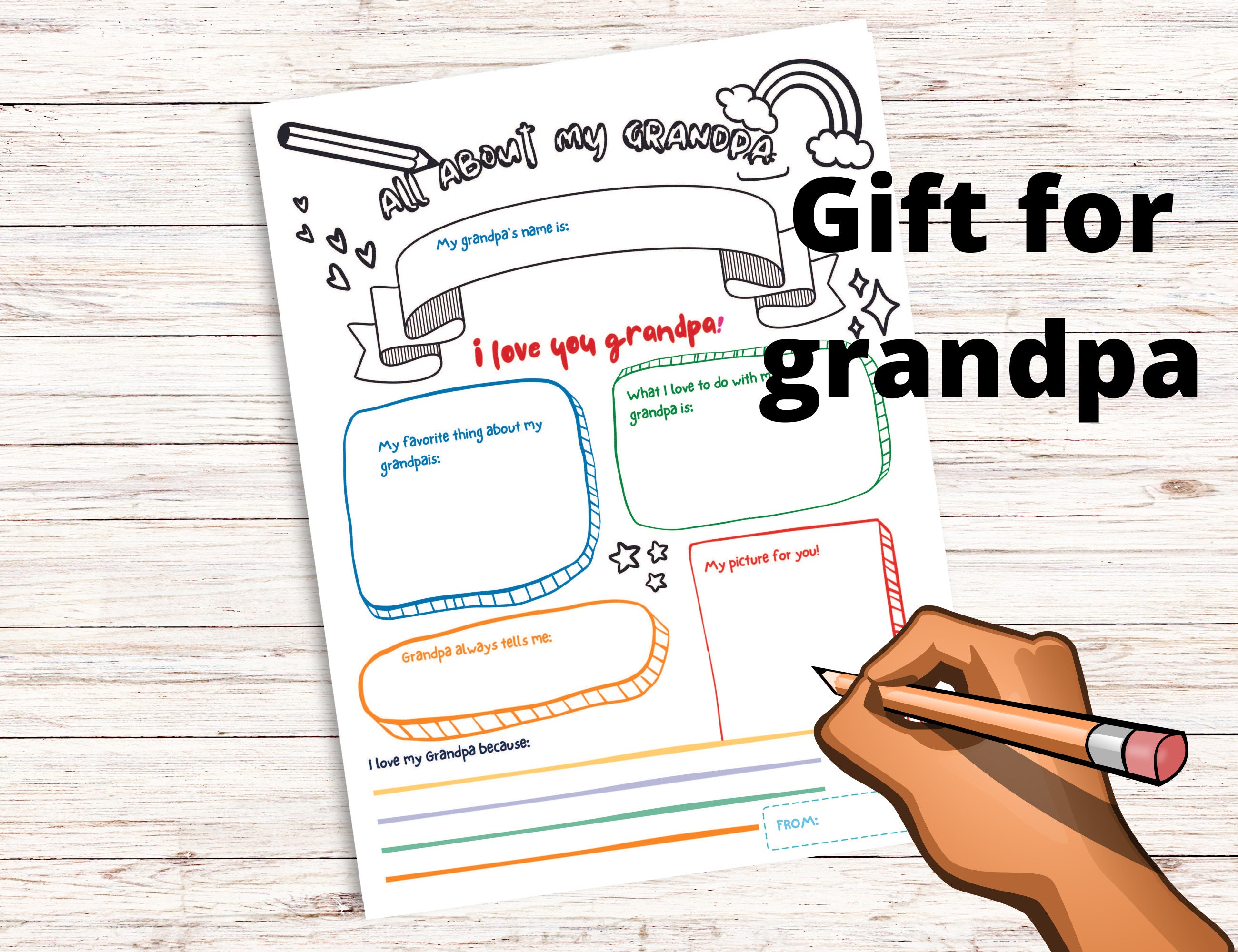All About My Grandpa Printable File, Father's Day Card Kid's Gift for ...