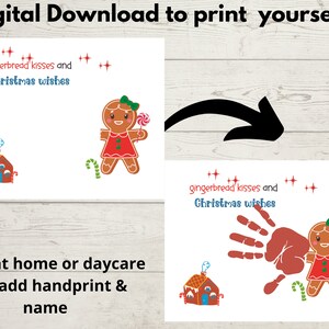 Christmas Cute Gingerbread Girl Handprint Craft Printable Keepsake ...