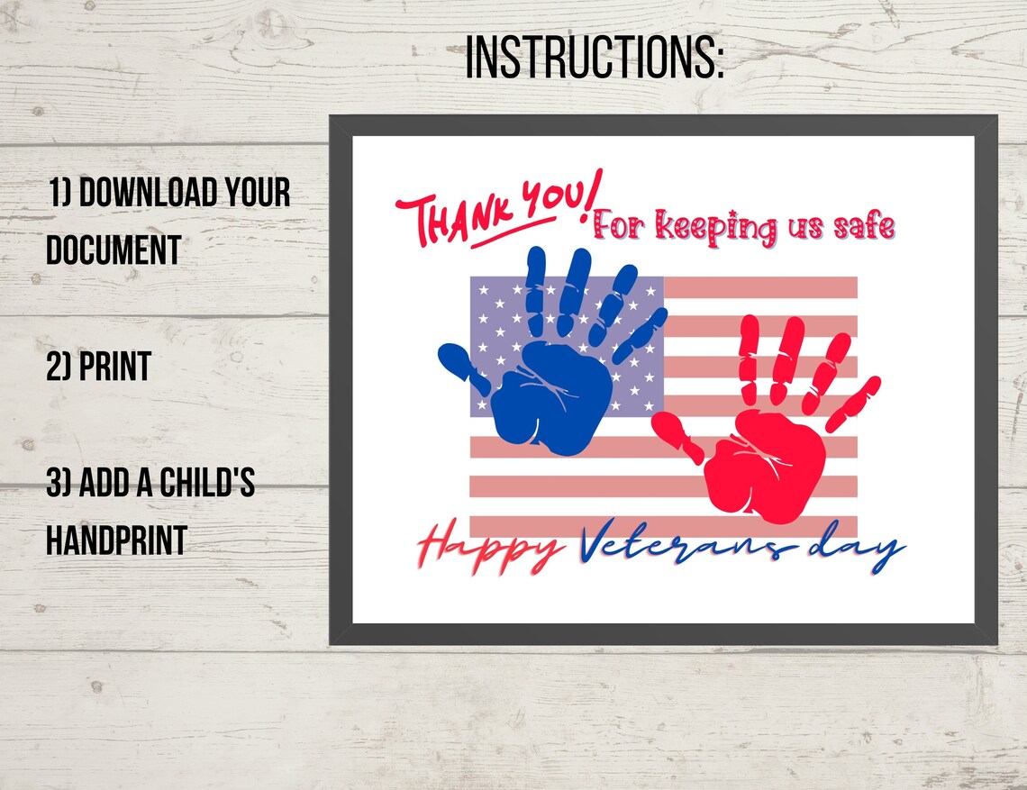Veterans Day Handprint Art Thank You Veteran Handprint Craft - Etsy