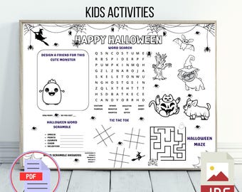 Halloween Placemat - Coloring Placemat for Kids, Kids Placemat ...