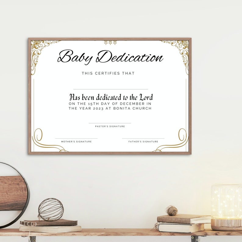 Baby Dedication Certificate Canva Template, Editable Dedication ...