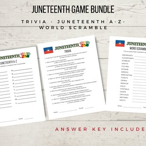 Juneteenth Game Bundle, Includes Juneteenth Trivia, Word Scramble and A ...