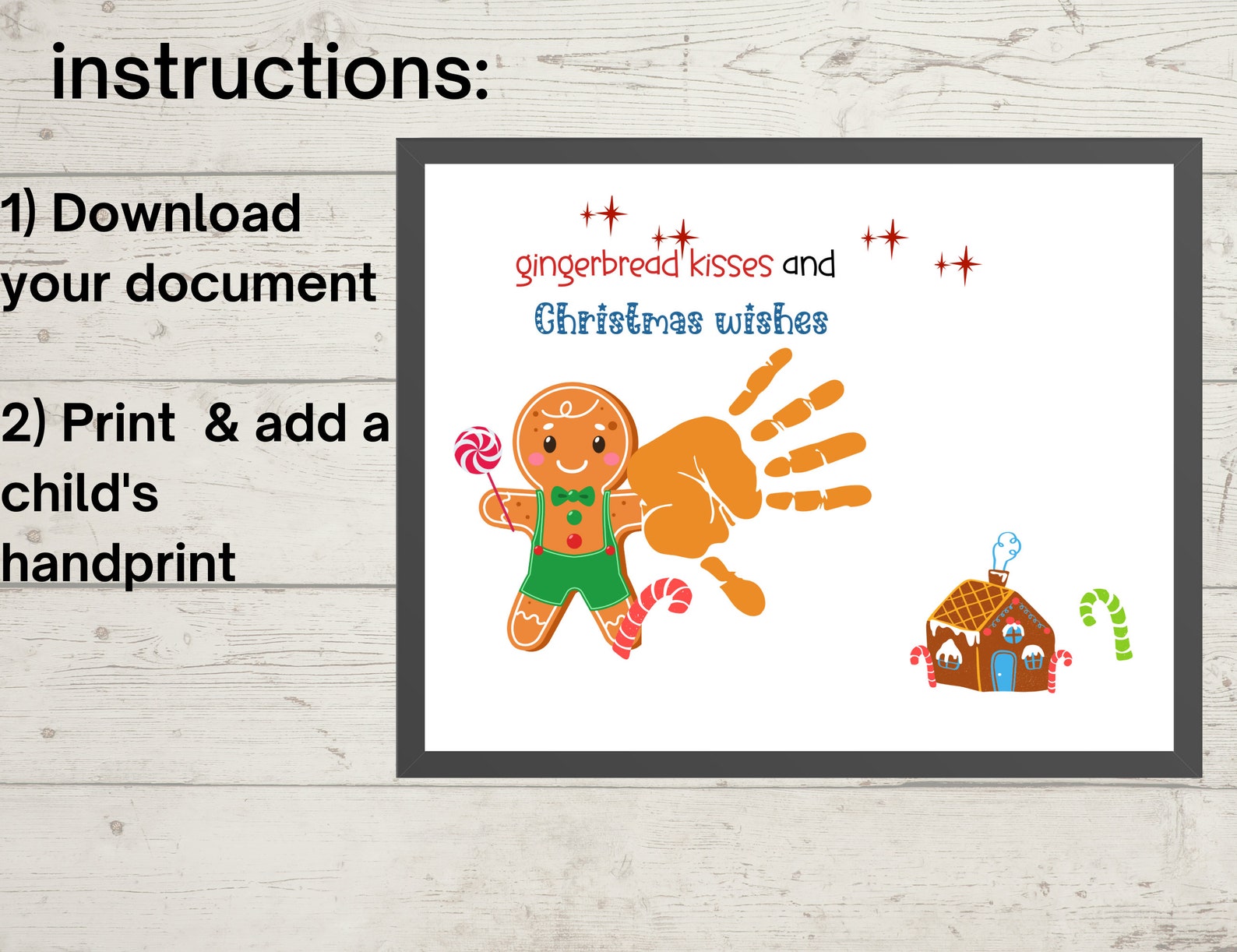 Christmas Cute Gingerbread Boy Handprint Craft Printable Keepsake ...