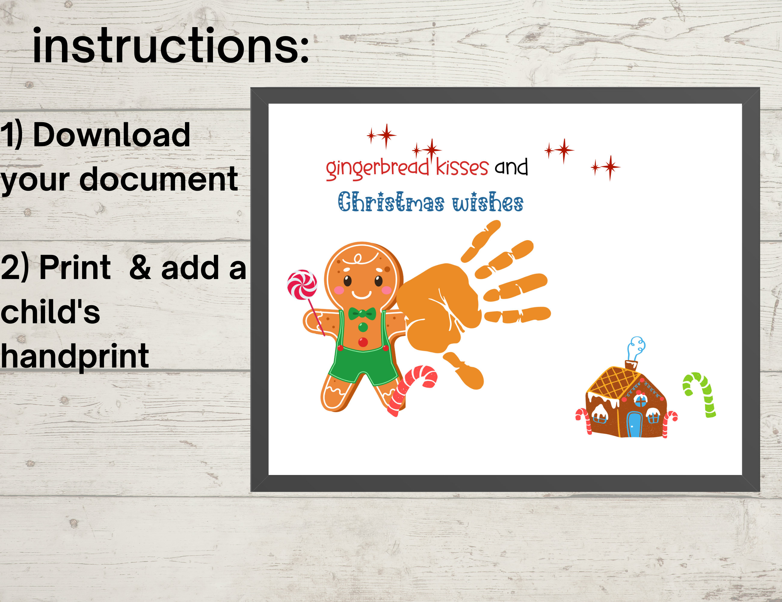 Christmas Cute Gingerbread Boy Handprint Craft Printable Keepsake ...